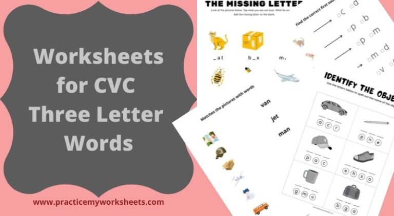 Free Printable Worksheets for CVC Three Letter Words