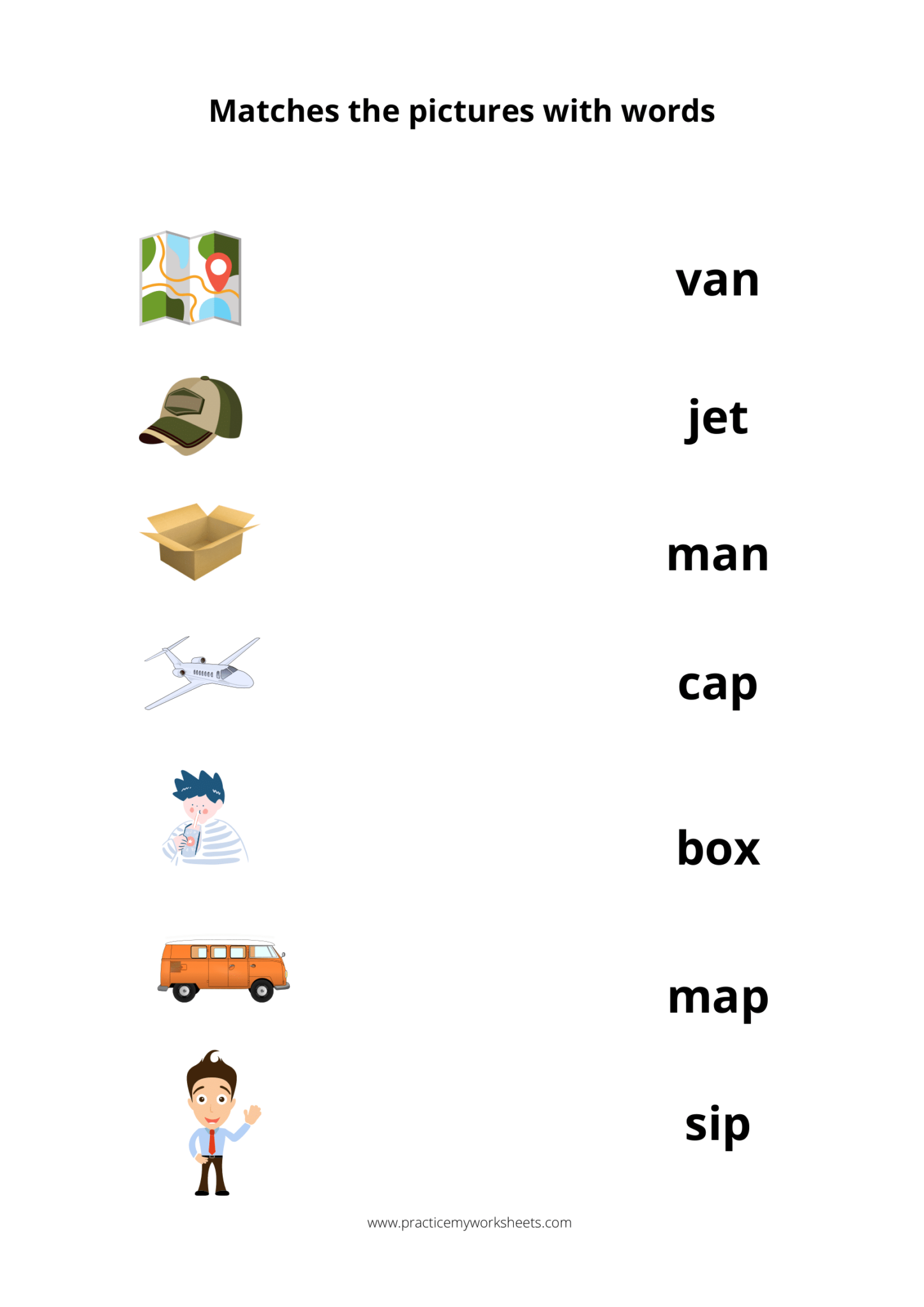 Free Printable Worksheets for CVC Three Letter Words