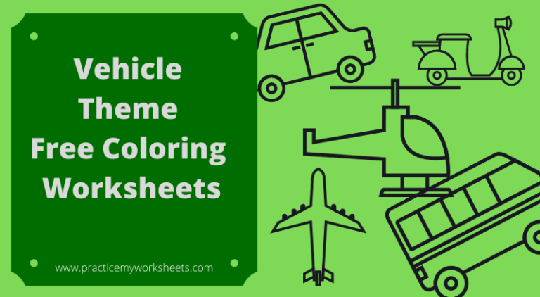 Vehicle Theme Free Coloring Worksheets - Practice My Worksheets