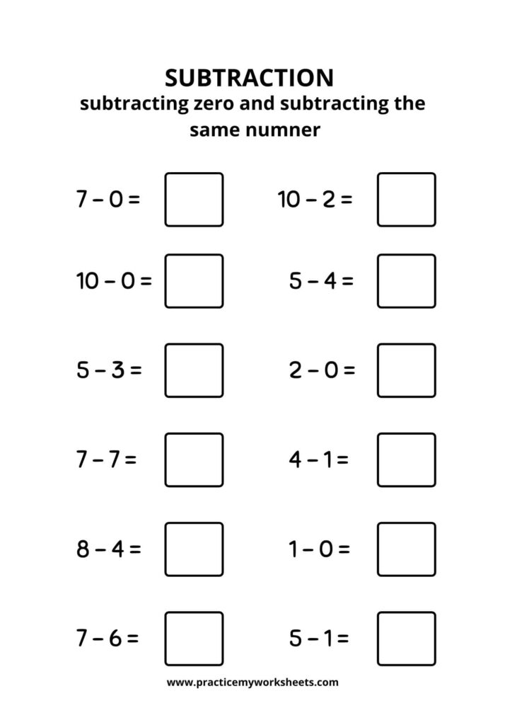 Subtraction for Class1 | Free Worksheets