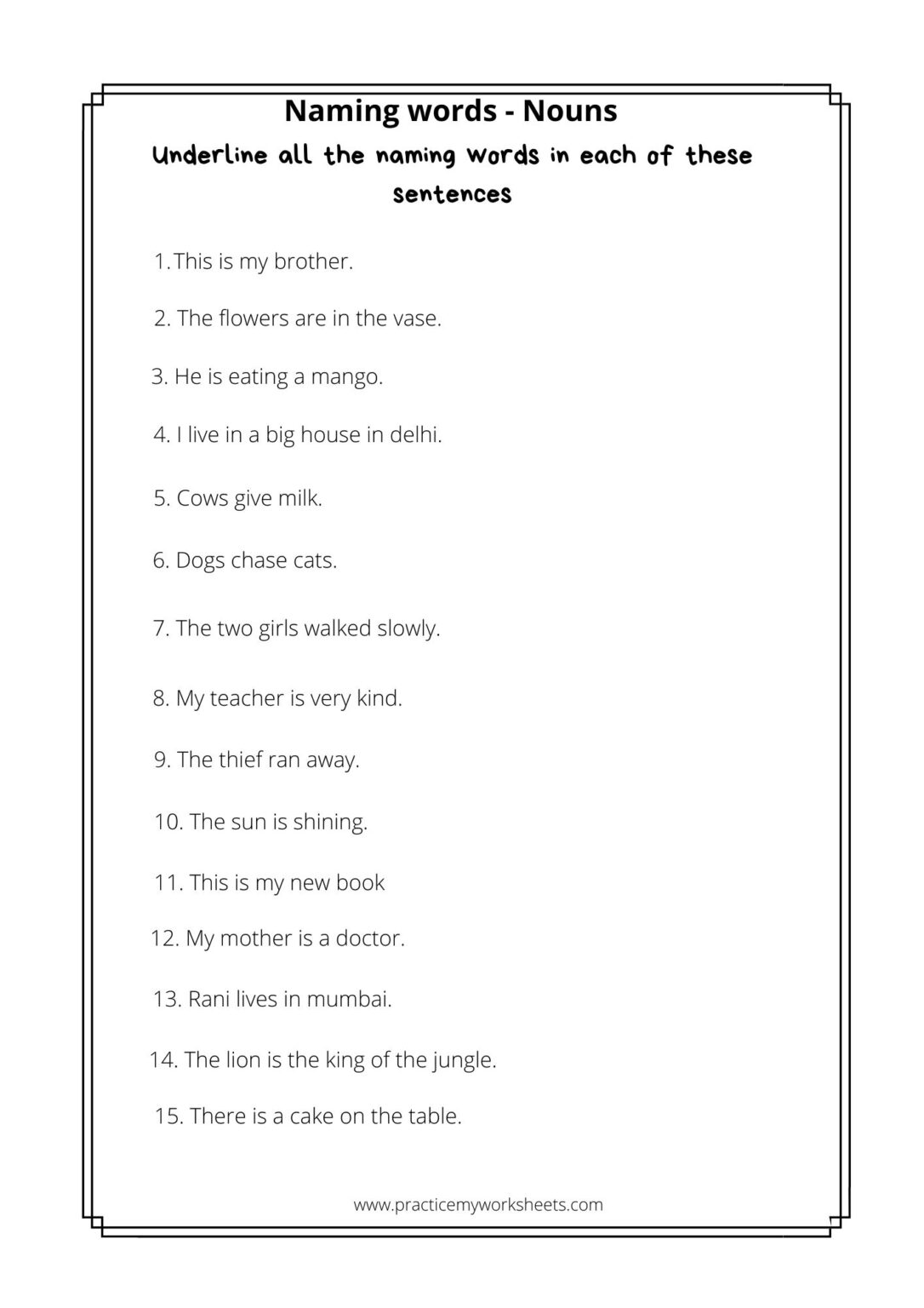 Grammar For Class 1