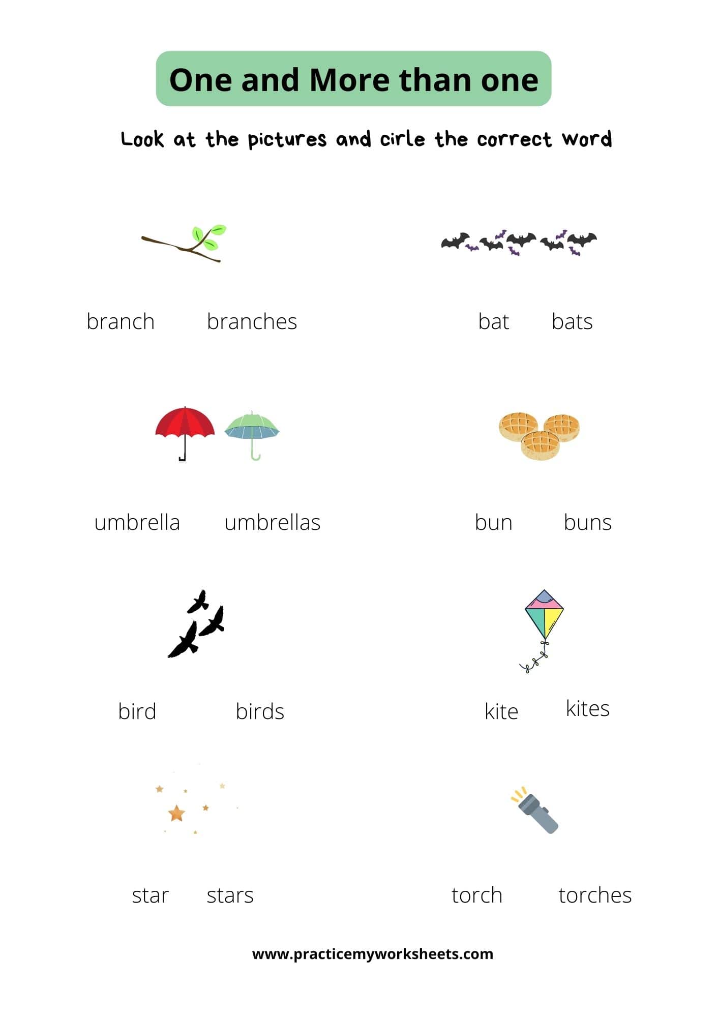 Grammar For Class 1 - One and More than One