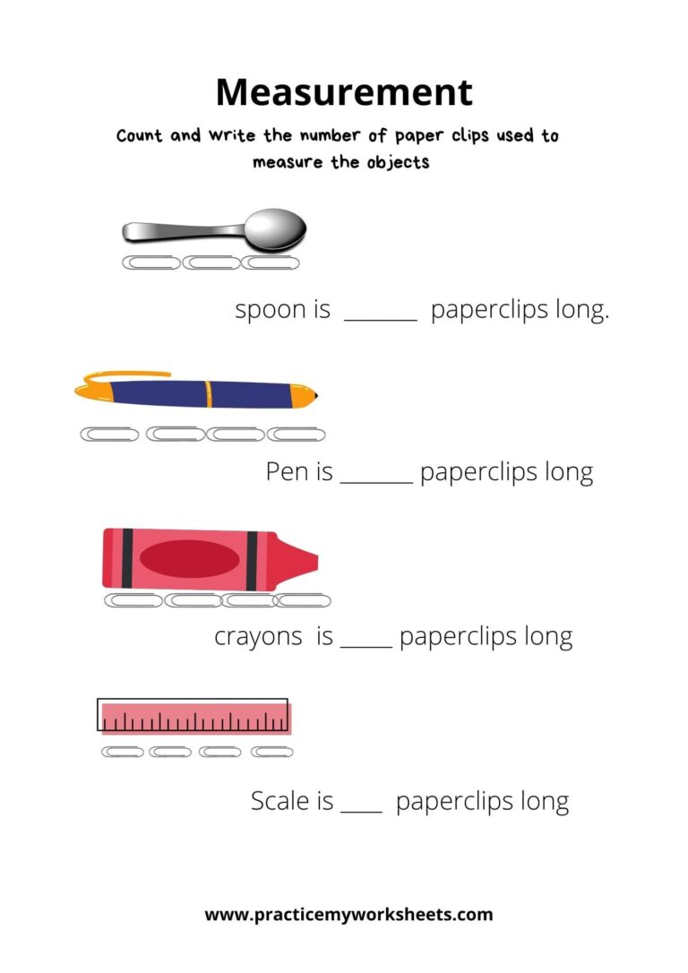 Measurement For Class1 | Free Worksheets - Practice My Worksheets