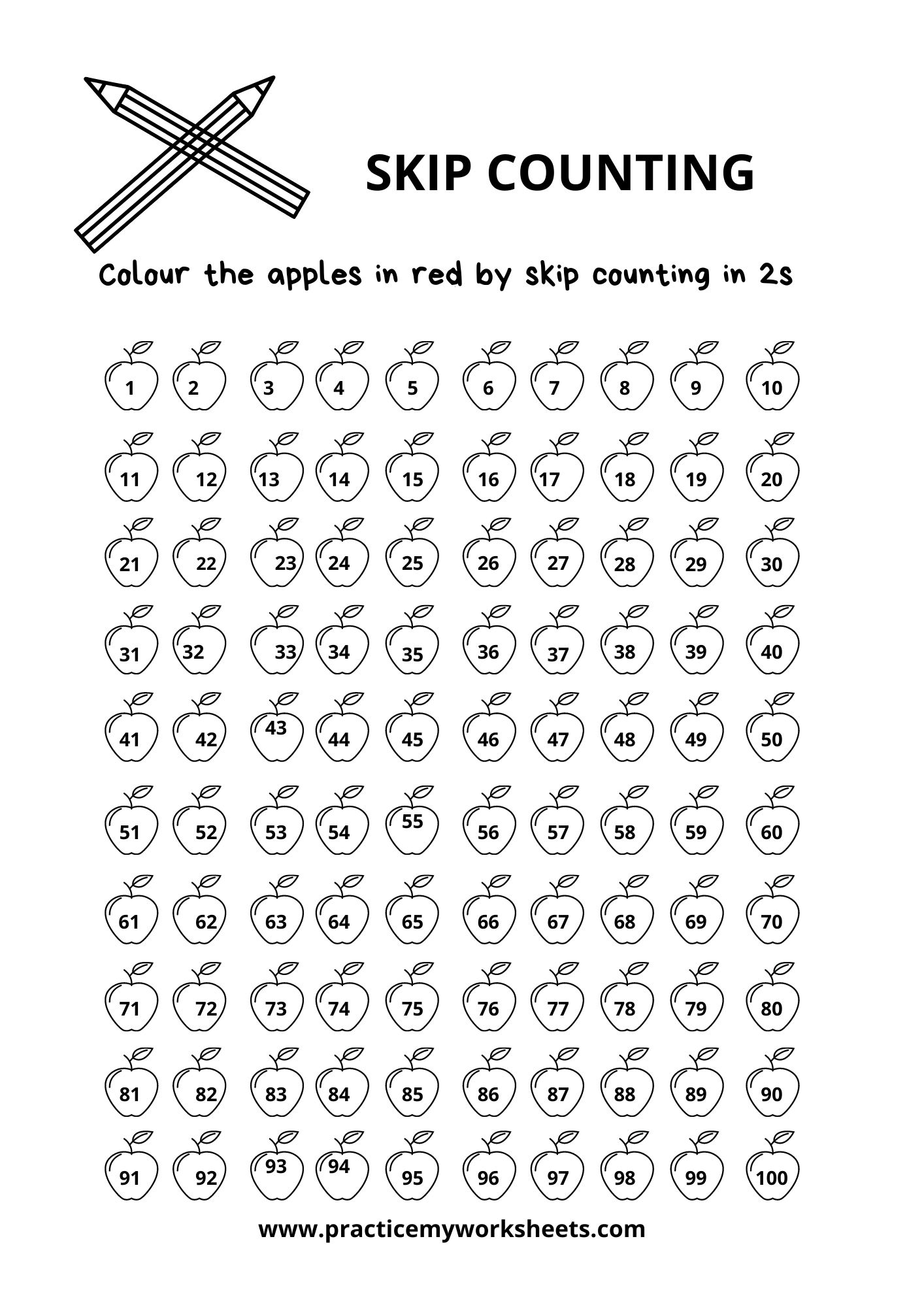 Skip Counting For Class 1 - Free worksheets - Practice My Worksheets