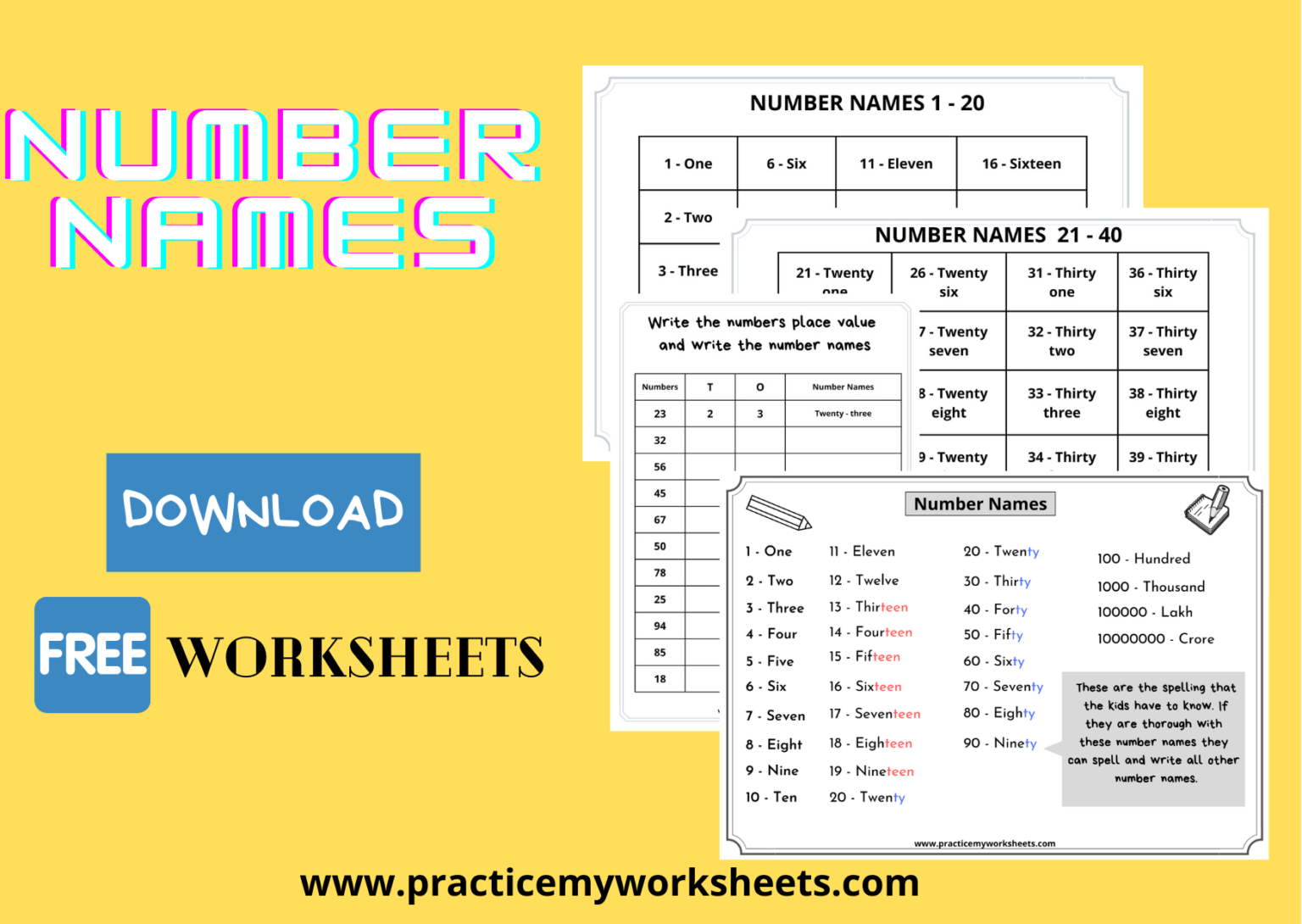 Tricks To Teach Number Names Free Worksheets