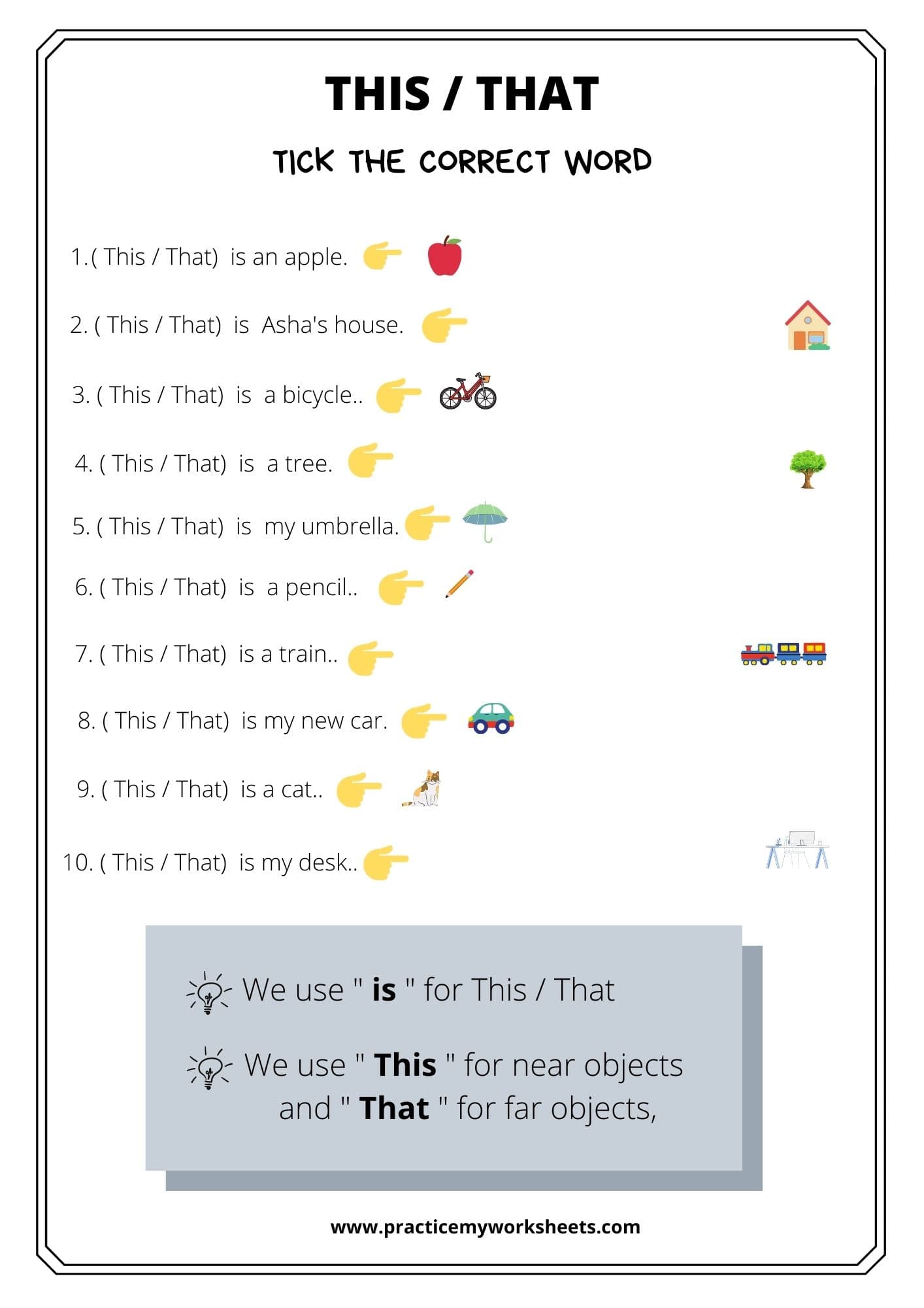 Grammar For Class 1- This, That, These, Those | Free Worksheets