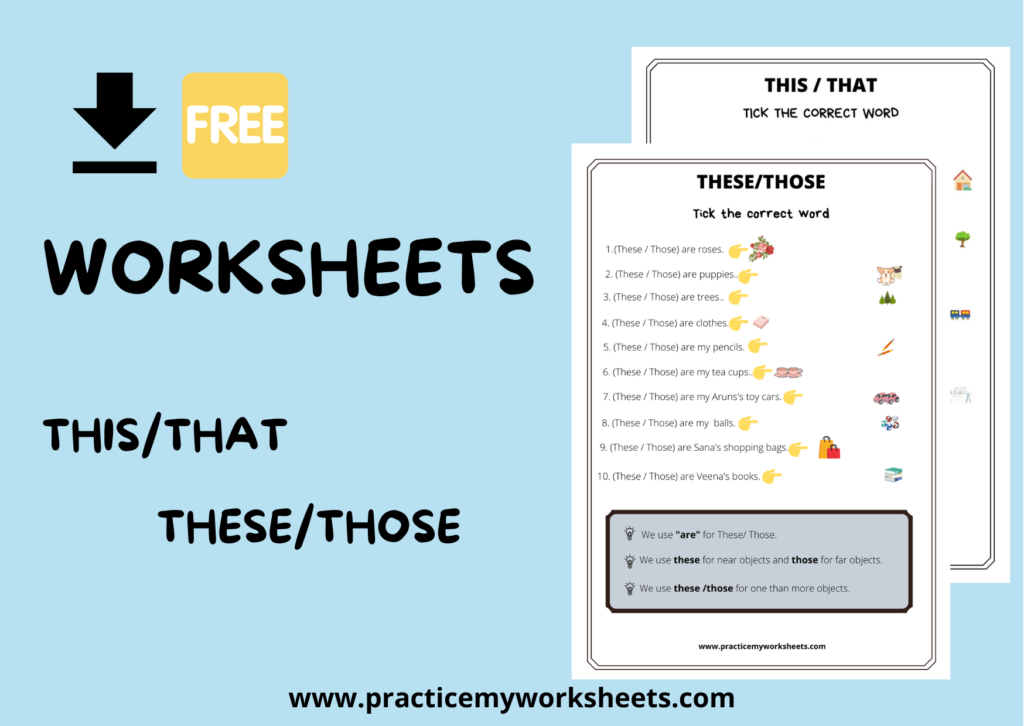 Grammar For Class 1- This, That, These, Those | Free Worksheets