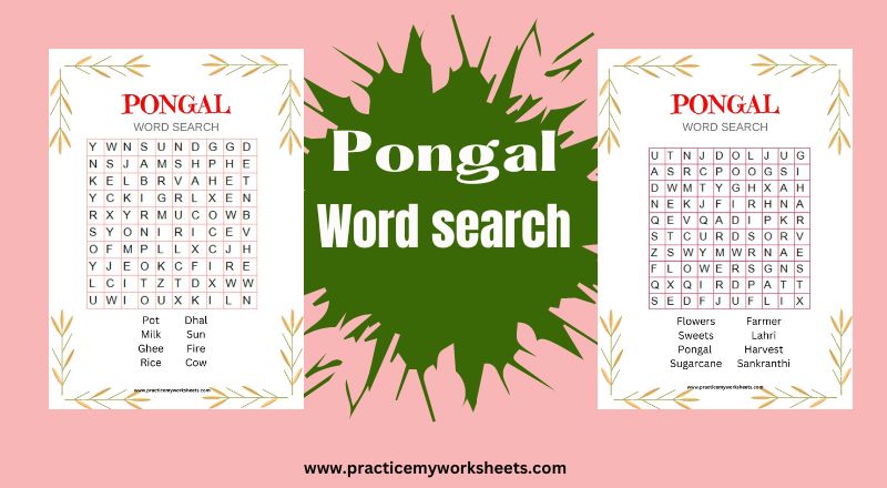 Word search | Pongal Theme Free Worksheets