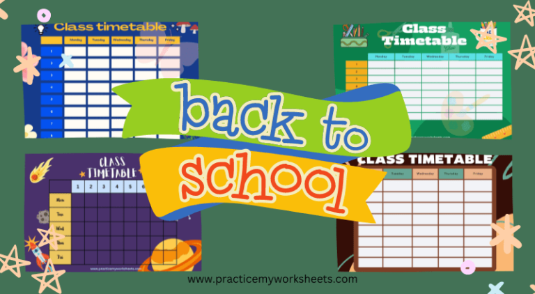 Free Timetable Template - Back To School